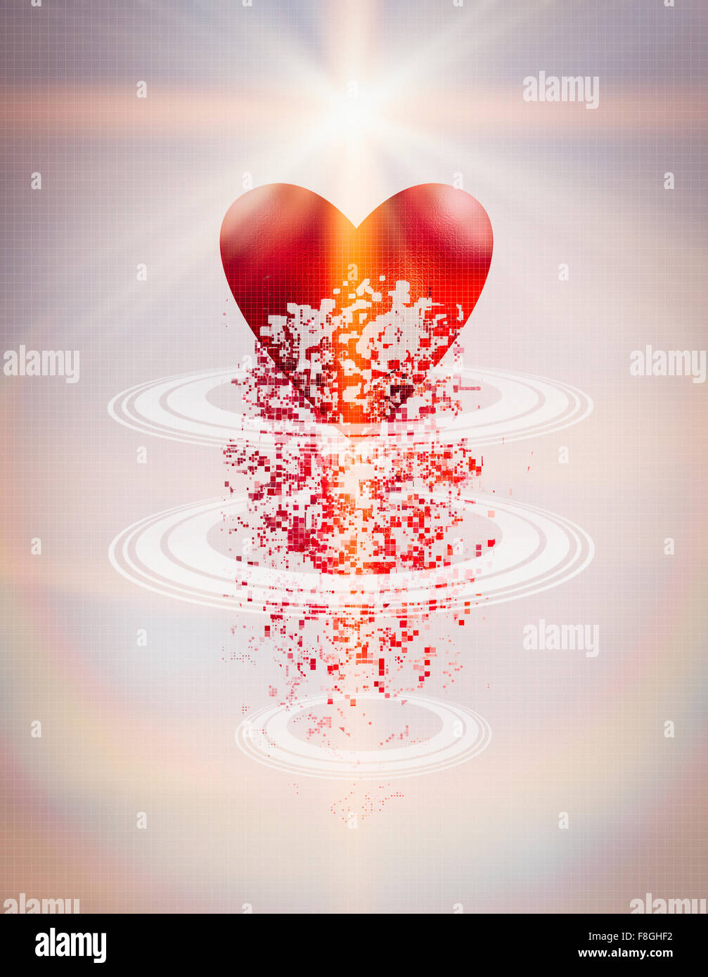 Pixelated heart in circular rings Stock Photo - Alamy