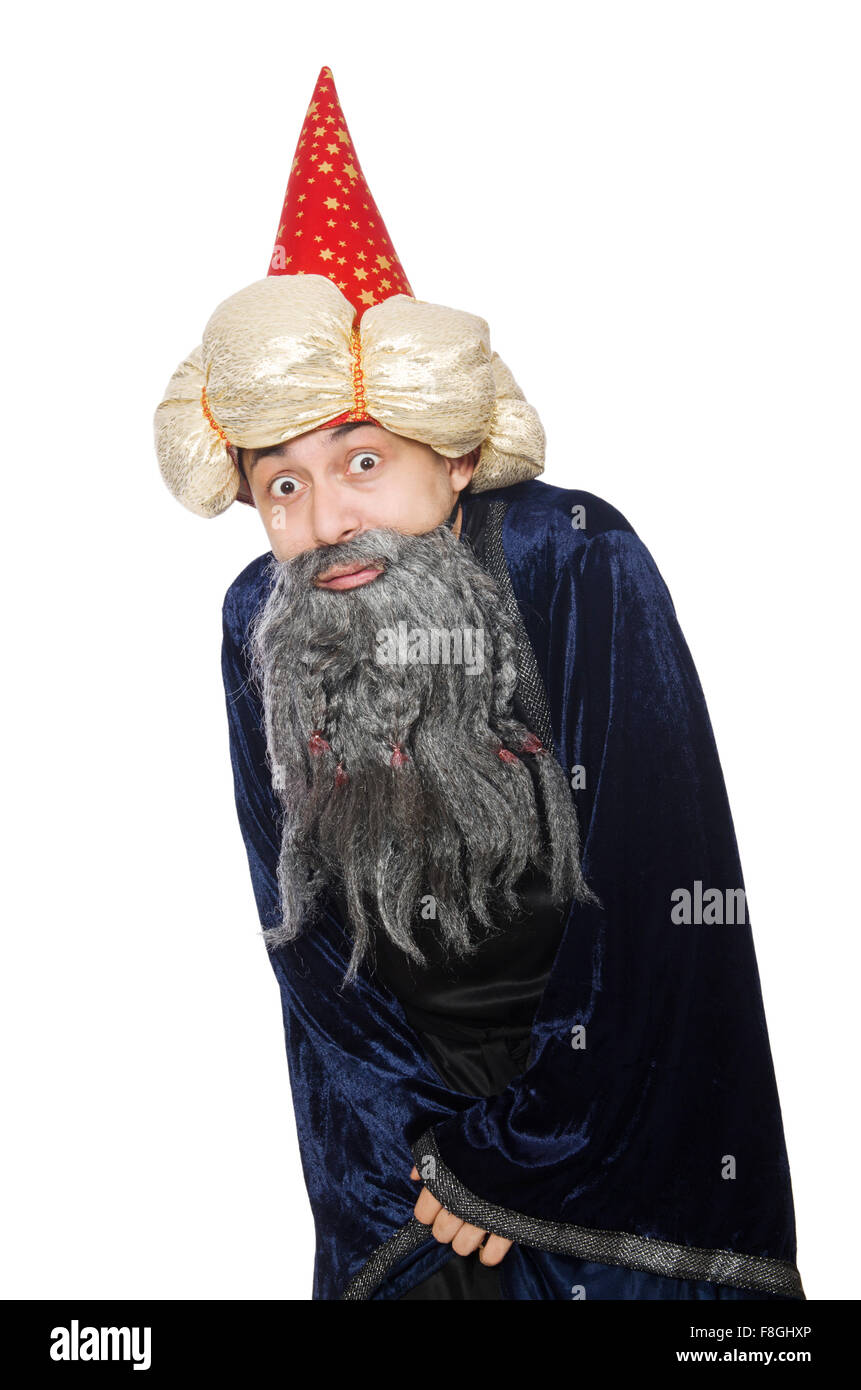 Funny wise wizard isolated on the white Stock Photo - Alamy