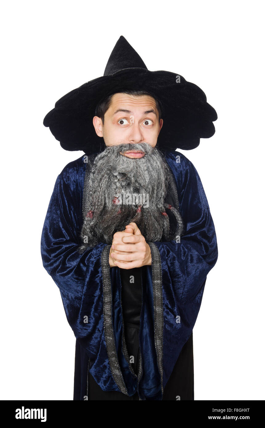 Funny wise wizard isolated on the white Stock Photo - Alamy