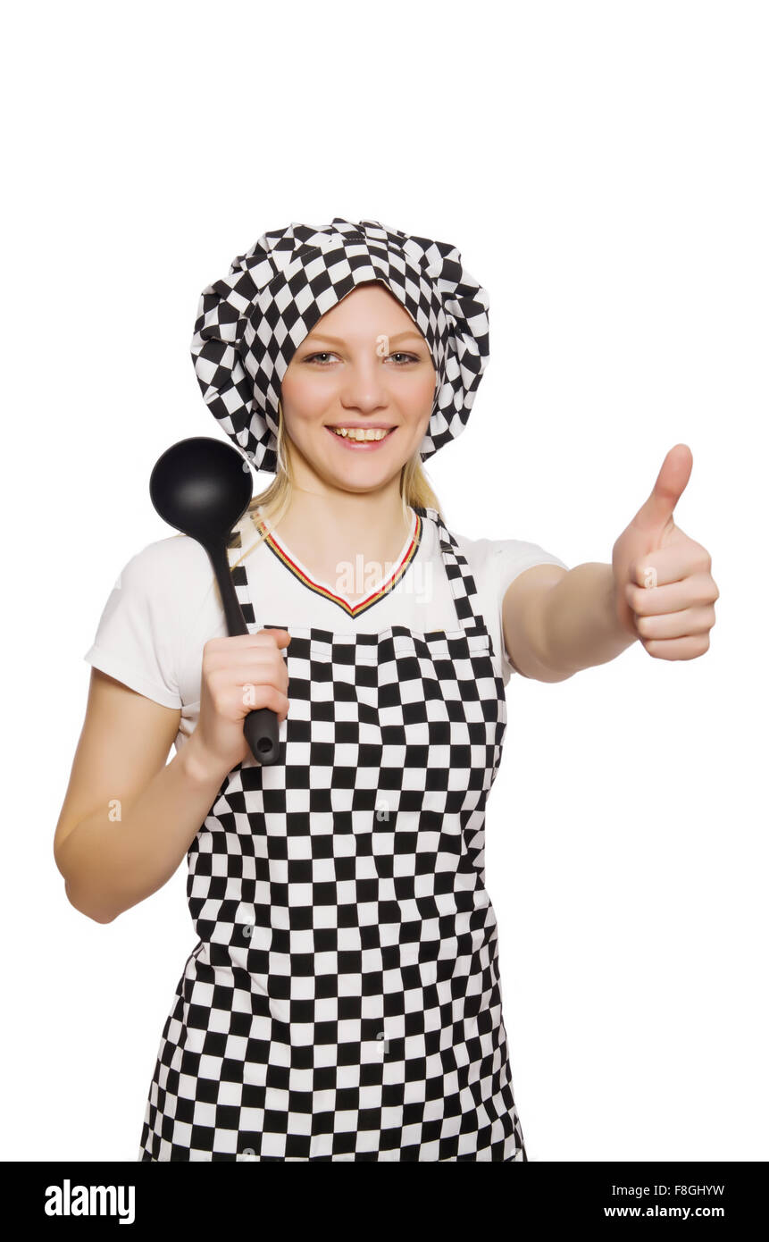 Woman cook isolated on the white background Stock Photo - Alamy