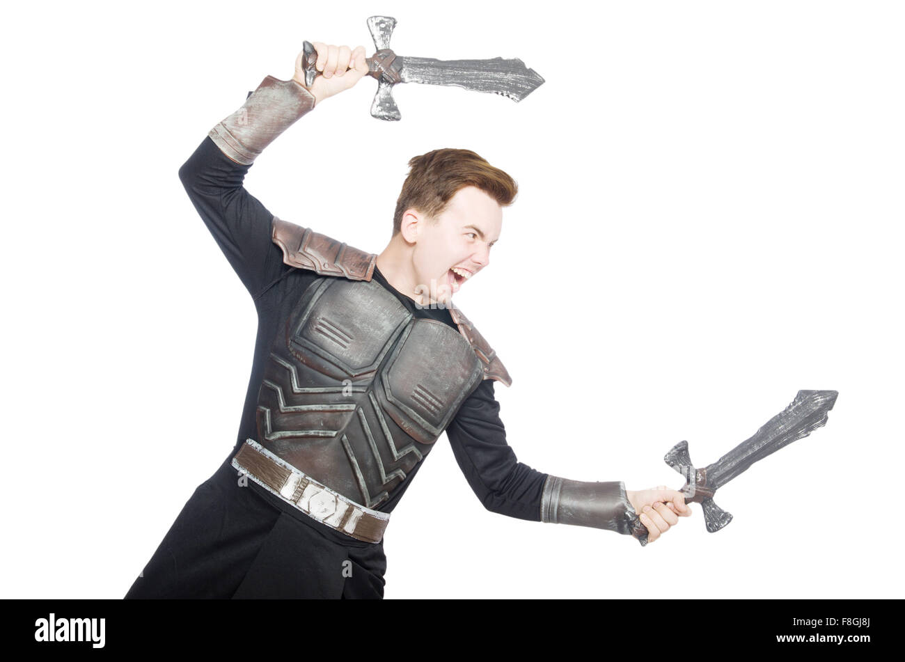 Funny knight isolated on the white background Stock Photo - Alamy