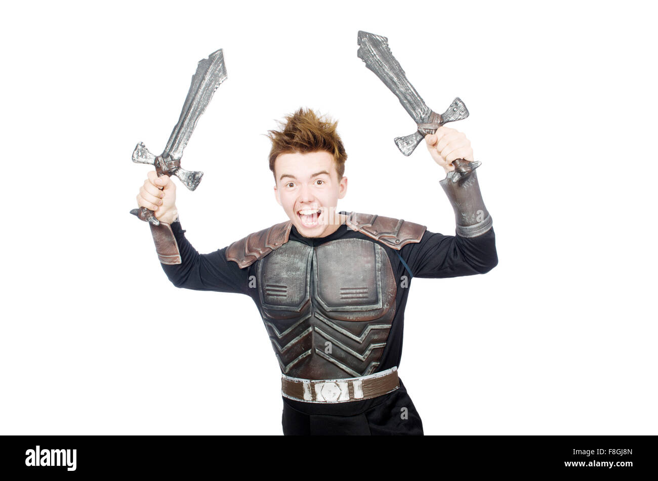 Funny knight isolated on the white background Stock Photo - Alamy