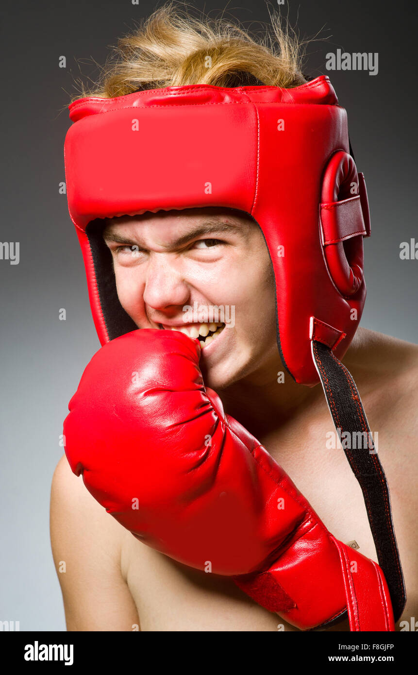Funny nerd boxer in sport concept Stock Photo - Alamy