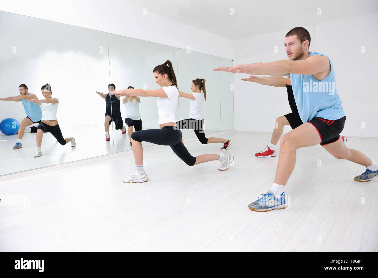 happy young people group in excercise and relax in fitness club Stock ...
