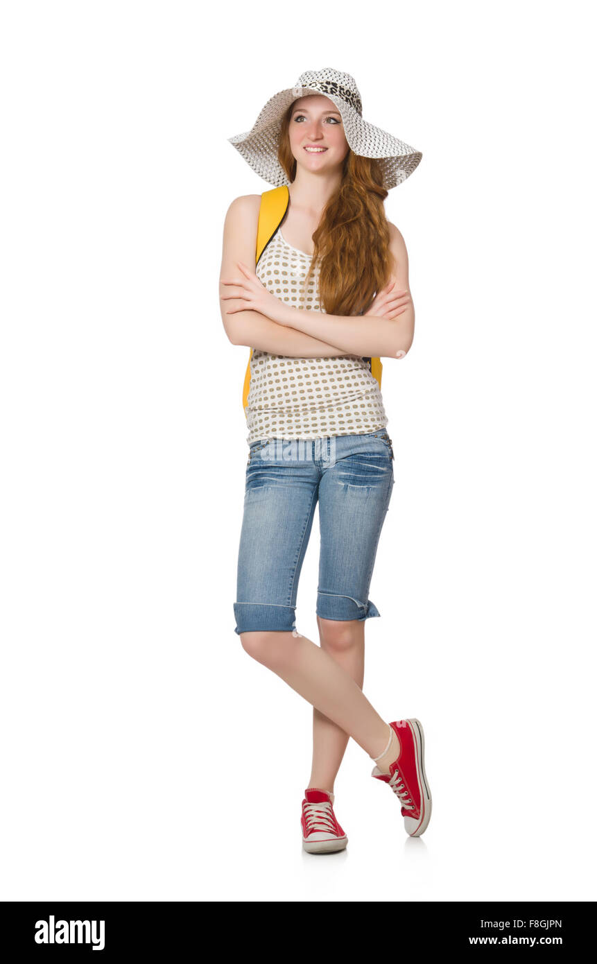 Young student isolated on the white background Stock Photo - Alamy