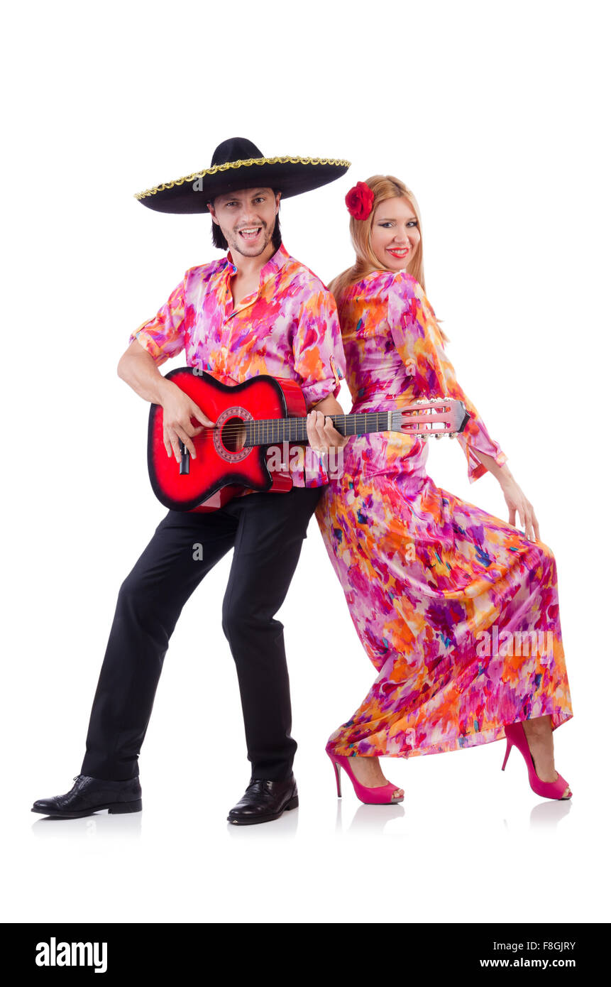 Spanish pair playing guitar and dancing Stock Photo - Alamy