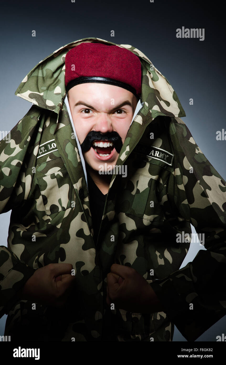Funny soldier in military concept Stock Photo - Alamy