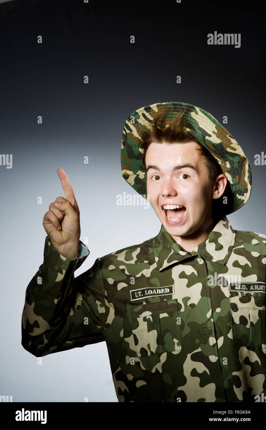 Funny soldier in military concept Stock Photo - Alamy