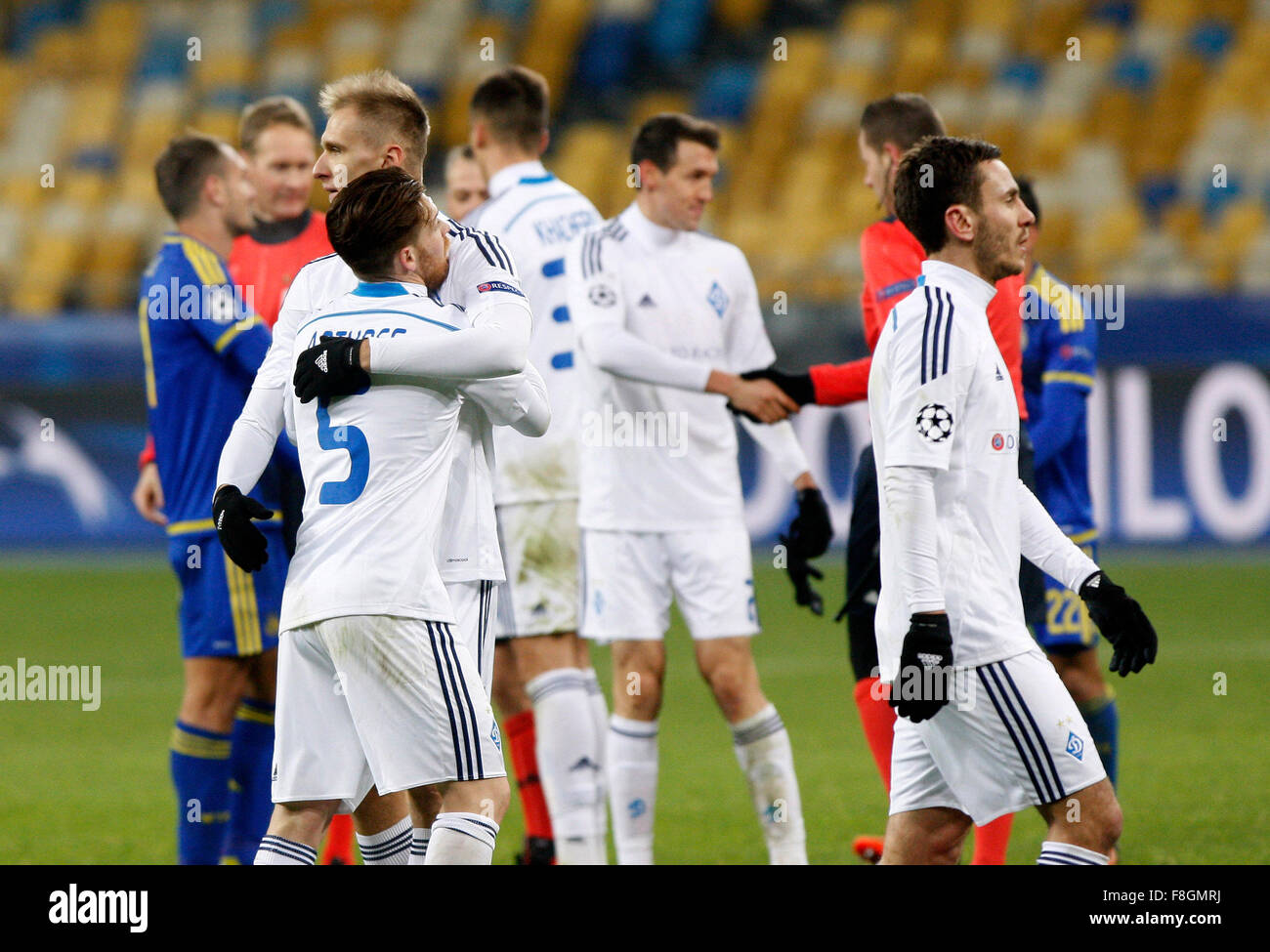 Kiev, Ukraine. 09th Dec, 2015. Dynamo players celebrate a victory ...