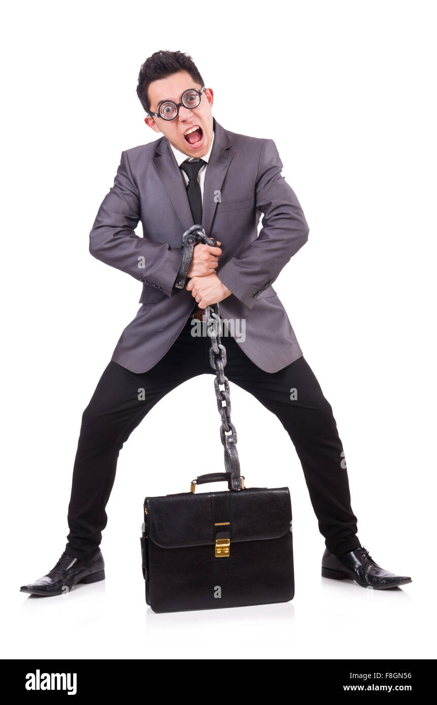 Man with chain isolated on white Stock Photo - Alamy