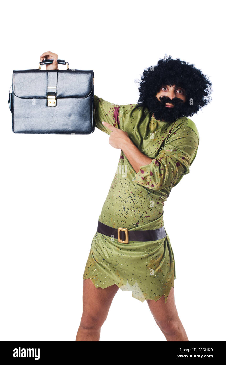 Savage man isolated on white Stock Photo - Alamy