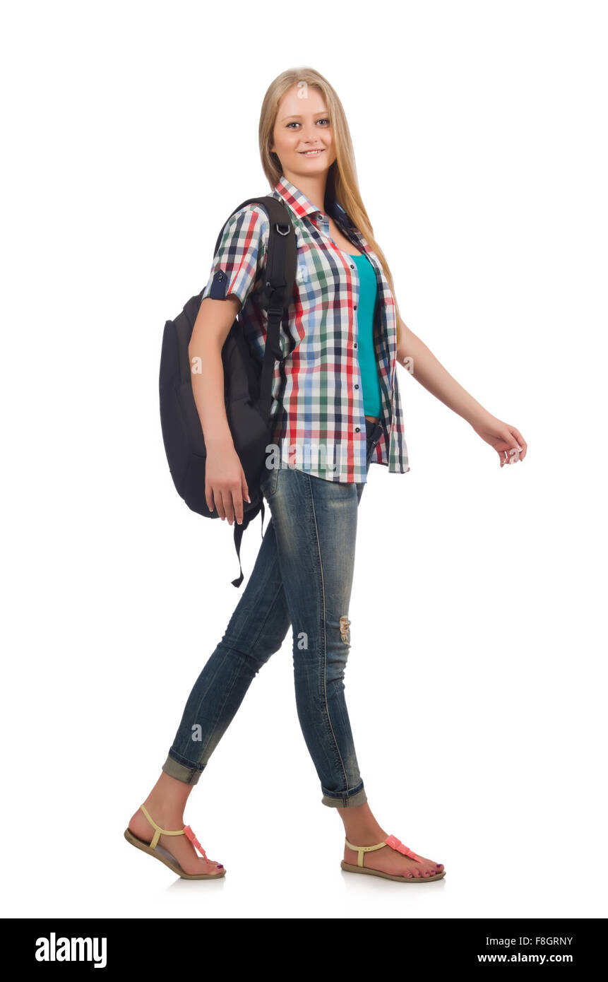 Young student isolated on the white background Stock Photo - Alamy