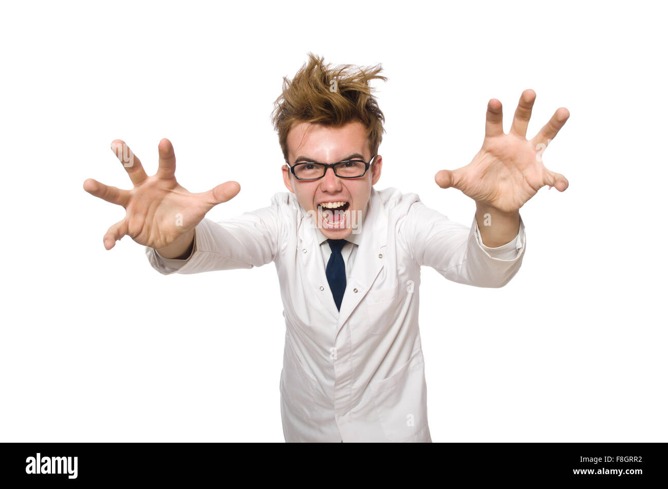 Funny doctor isolated on white Stock Photo - Alamy