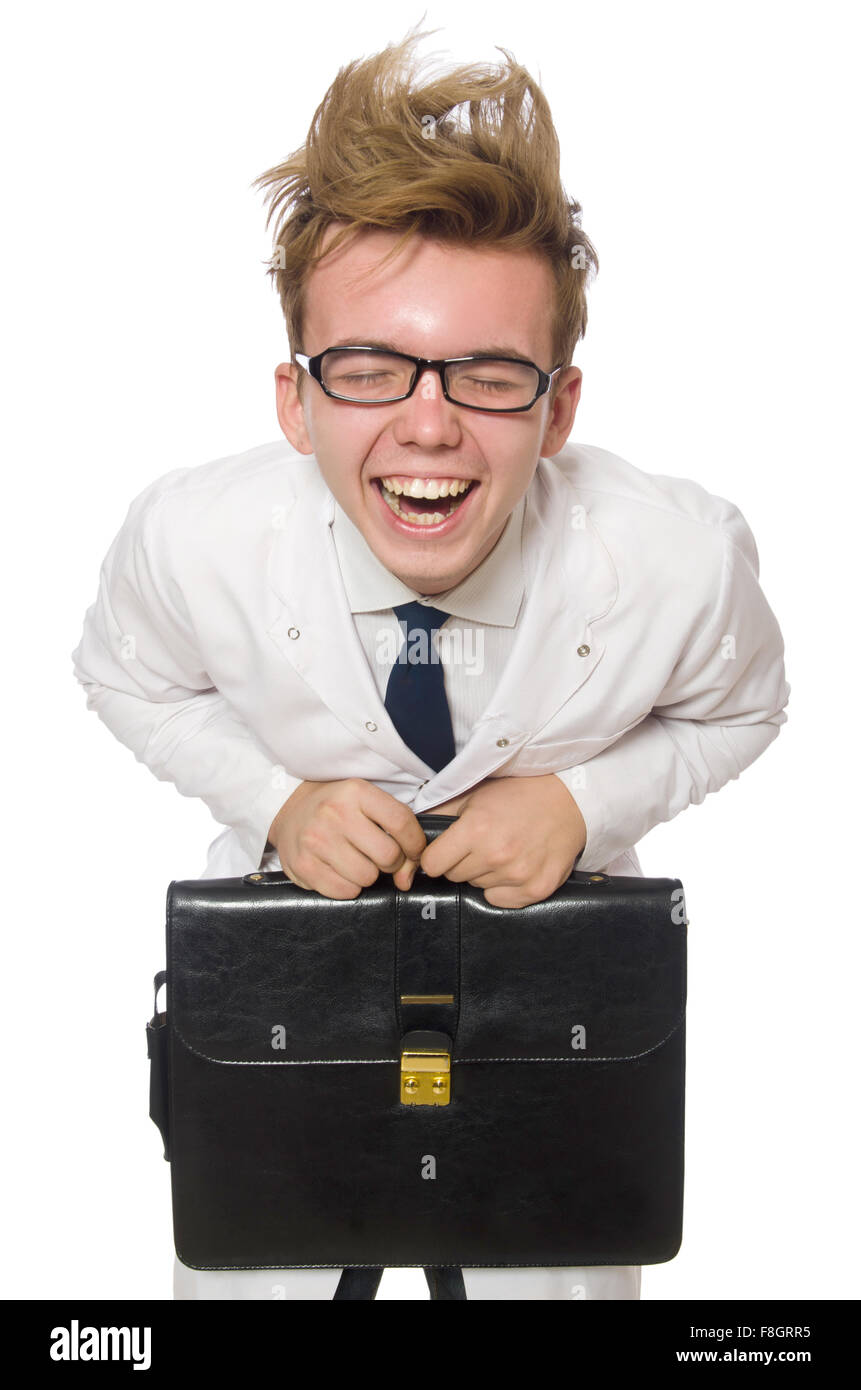 Funny doctor isolated on white Stock Photo - Alamy