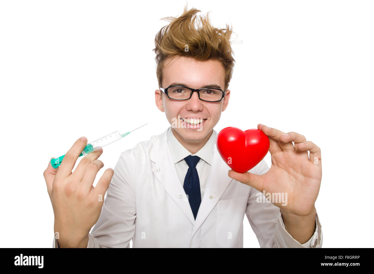 Funny doctor isolated on white Stock Photo - Alamy