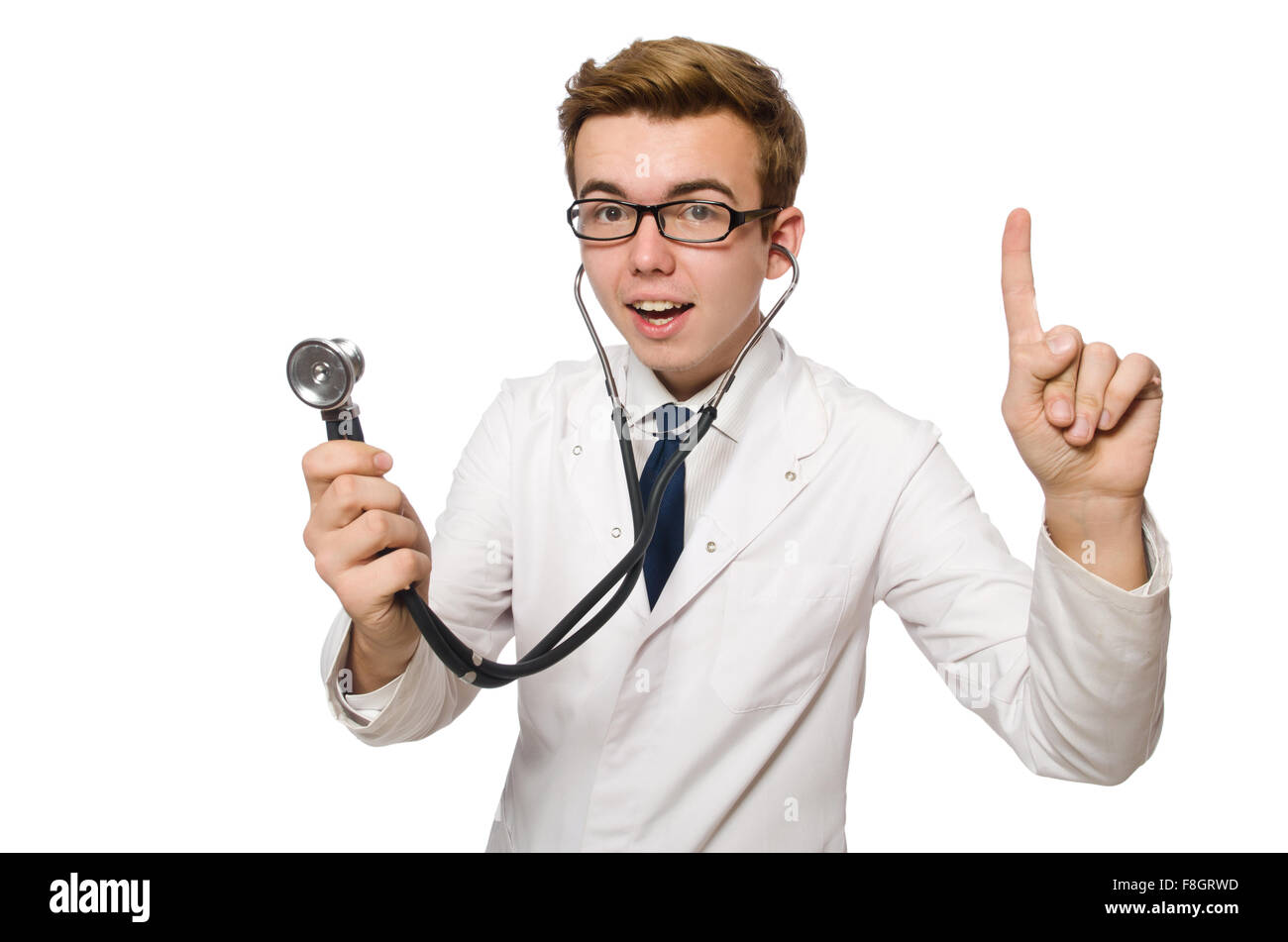 Funny doctor isolated on white Stock Photo - Alamy