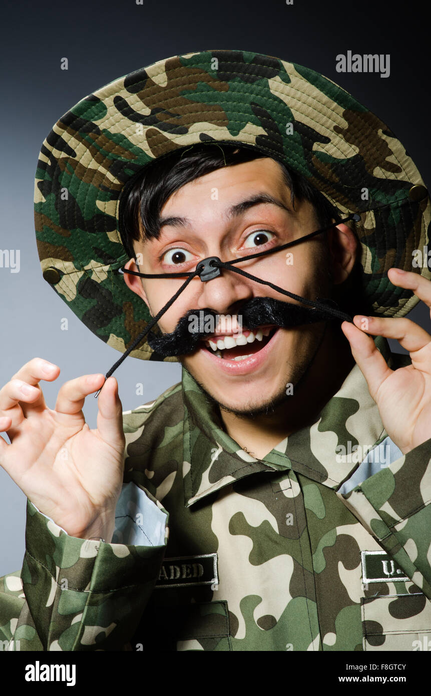 Funny soldier in military concept Stock Photo - Alamy