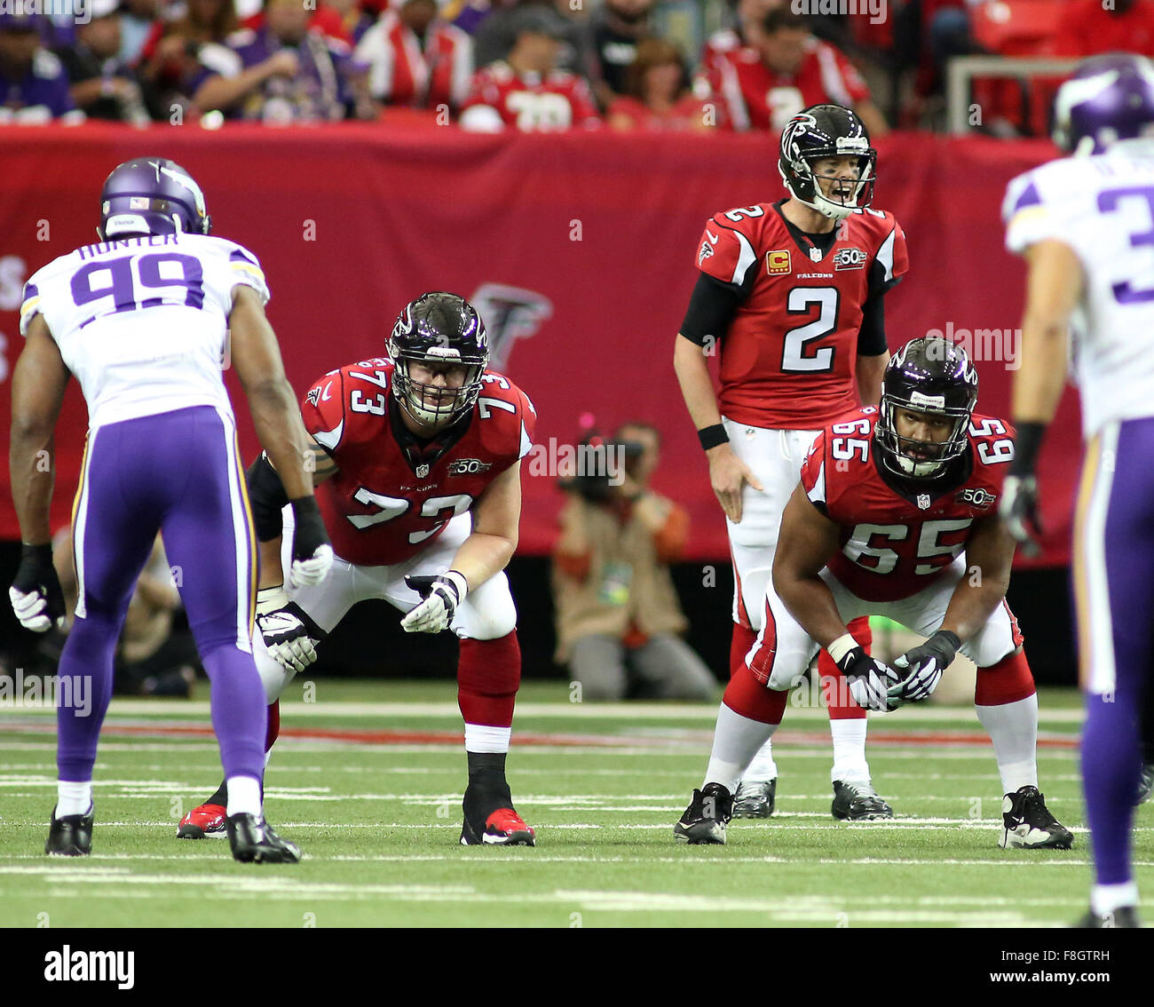 November 29, 2015: #73 Ryan Schraeder and #65 Chris Chester of the ...