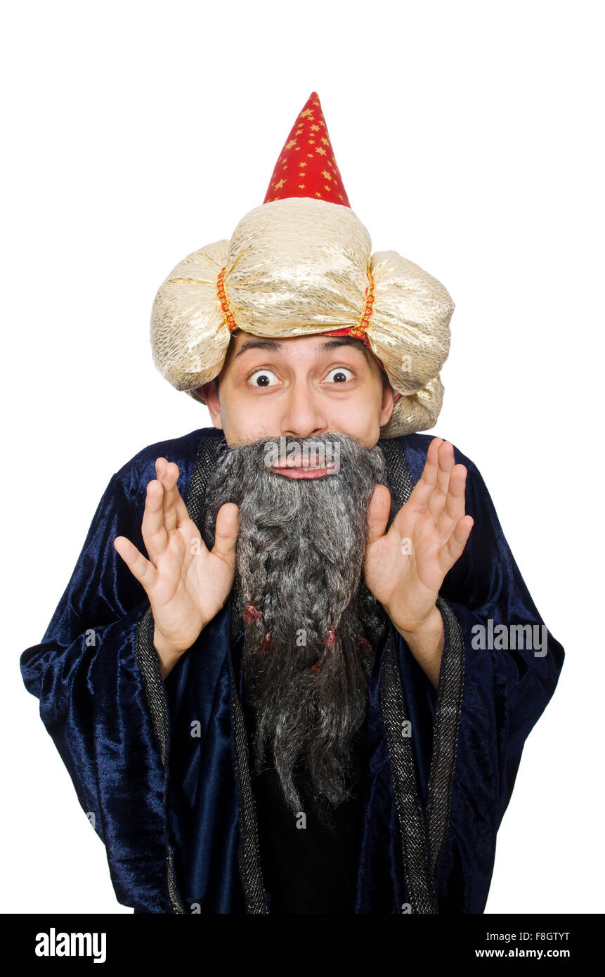 Funny wise wizard isolated on the white Stock Photo - Alamy