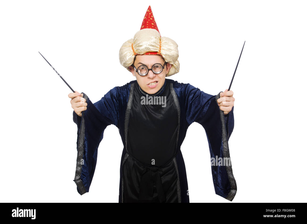 Funny wise wizard isolated on the white Stock Photo - Alamy