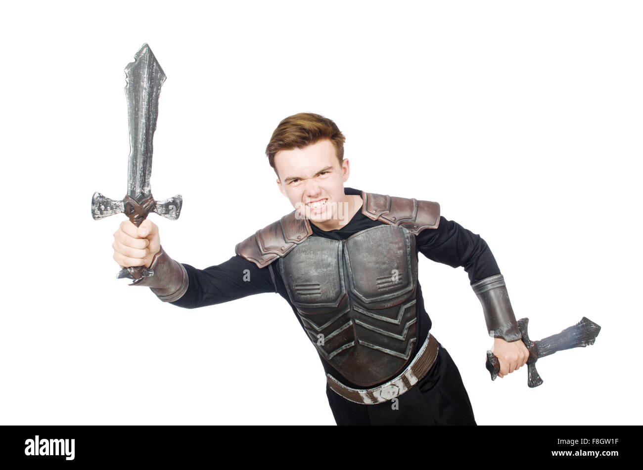 Funny knight isolated on the white background Stock Photo - Alamy