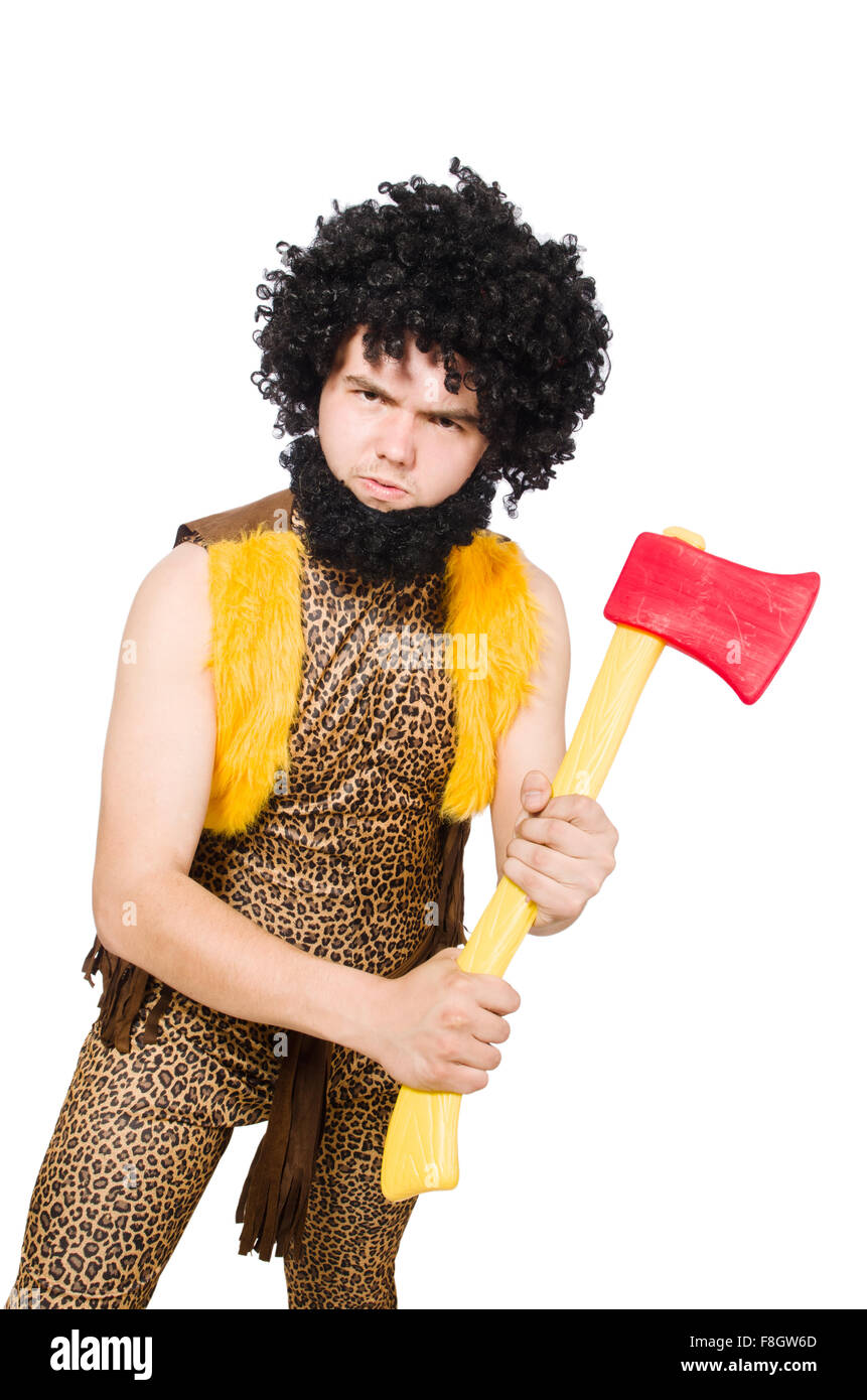 Savage man isolated on white Stock Photo - Alamy