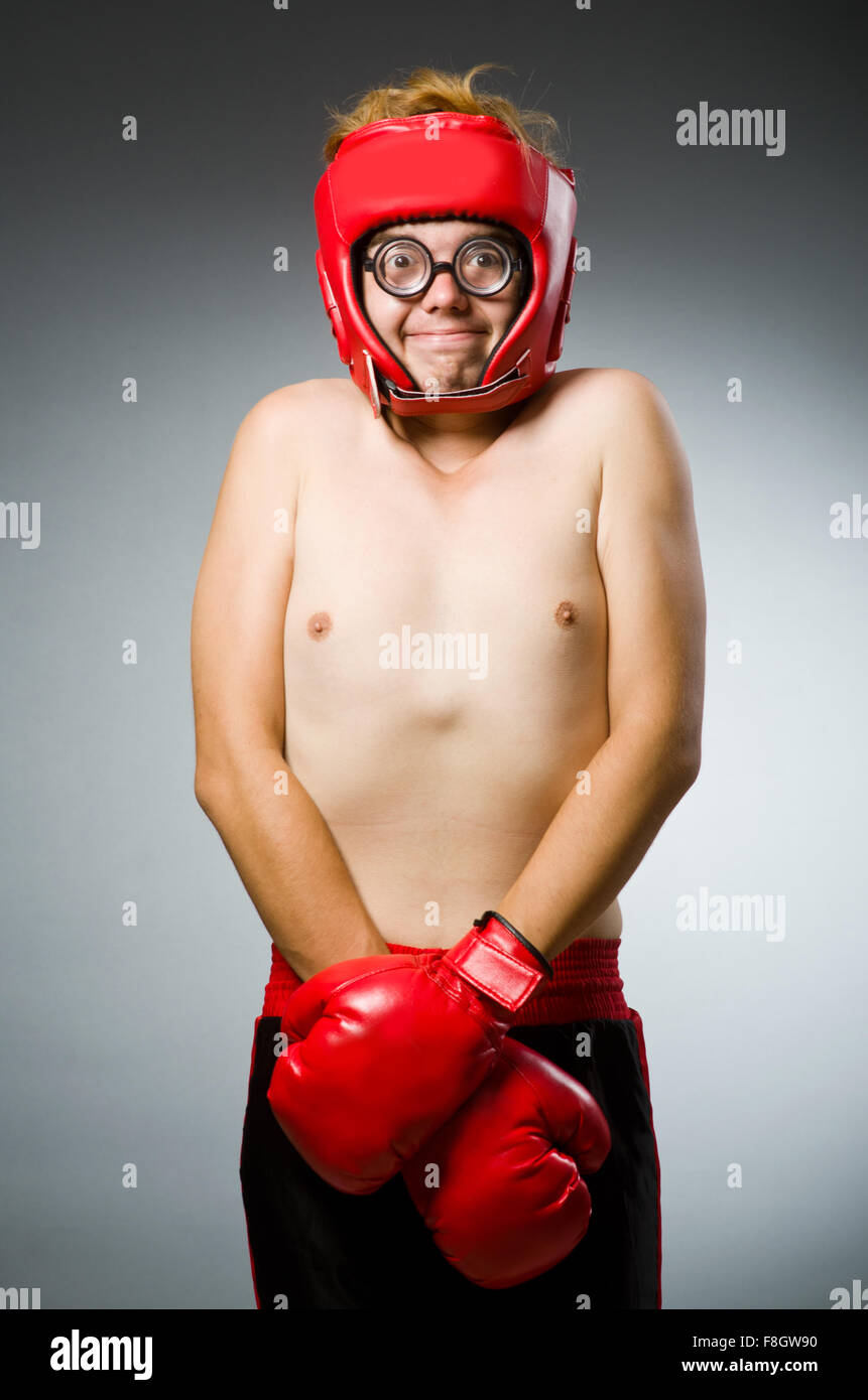 Funny nerd boxer in sport concept Stock Photo - Alamy