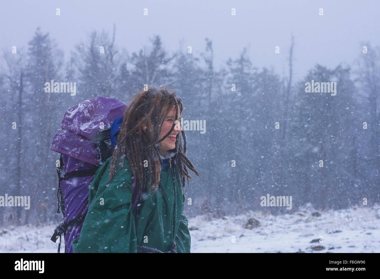 Female hiker hiking in cold hi-res stock photography and images - Alamy