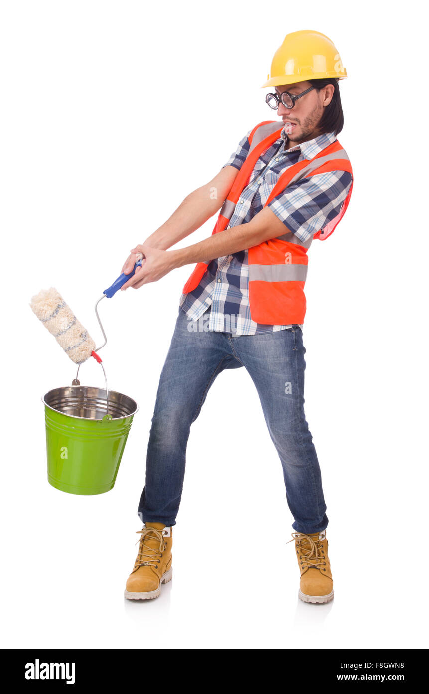 Funny painter isolated on white Stock Photo - Alamy