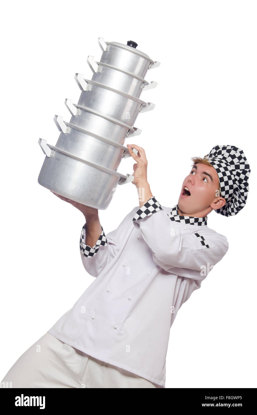 Funny male cook isolated on white Stock Photo - Alamy