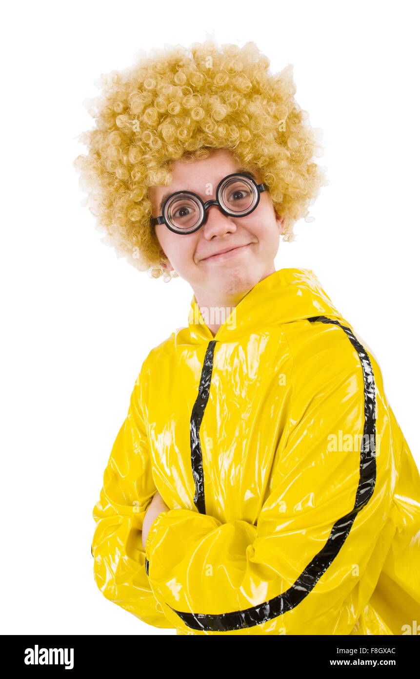 Man in yellow suit isolated on white Stock Photo - Alamy