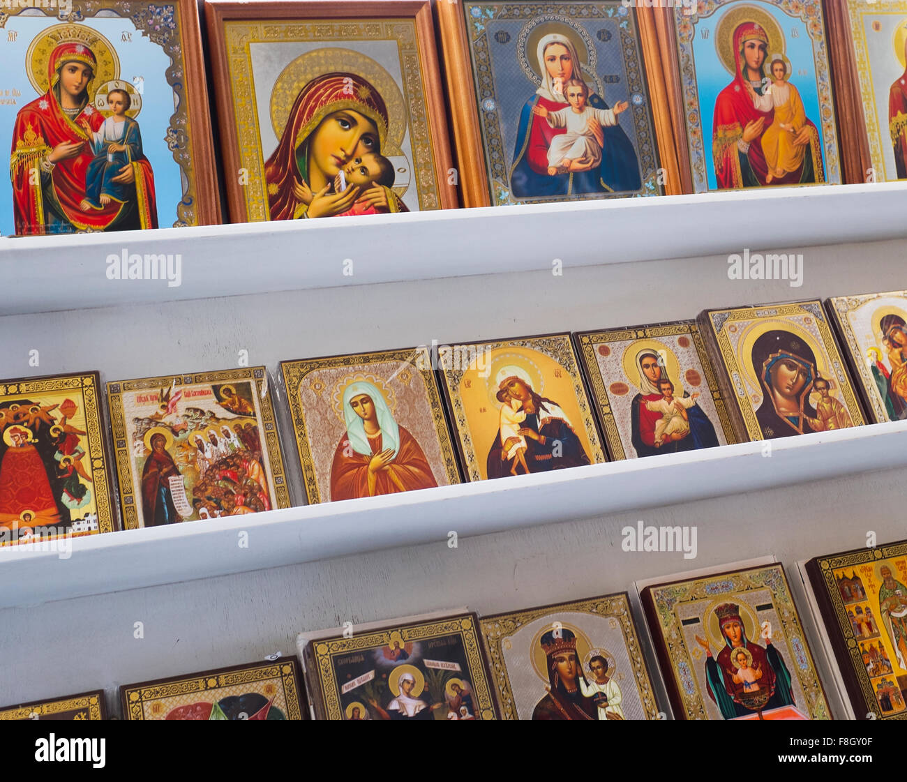 Religious icons for sale in store Stock Photo - Alamy