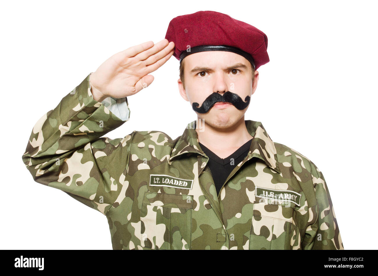 Funny soldier isolated on white Stock Photo - Alamy