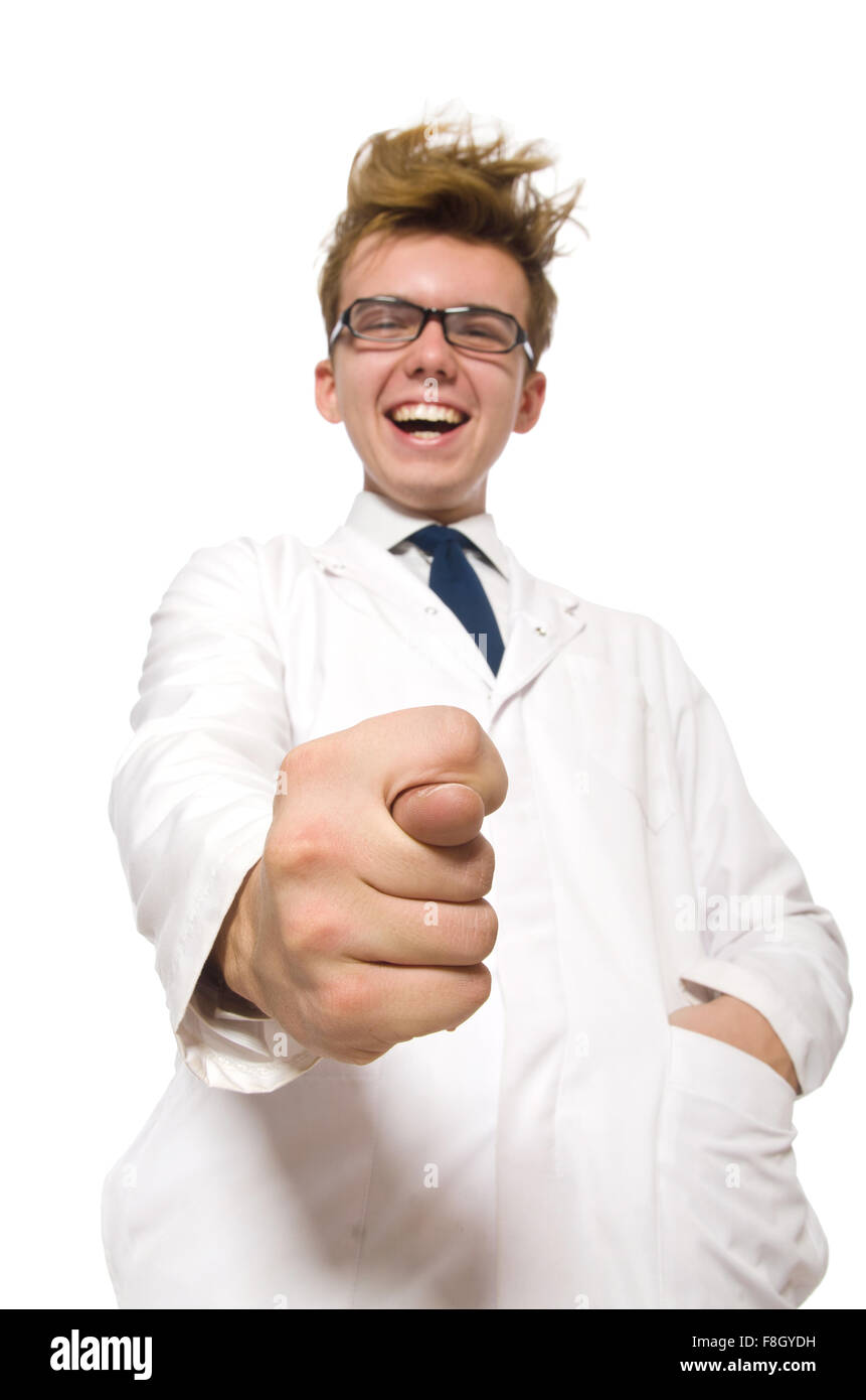 Funny doctor isolated on white Stock Photo - Alamy