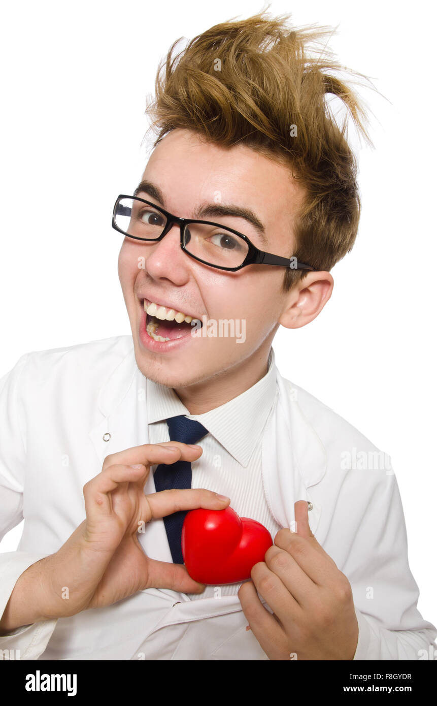 Funny doctor isolated on white Stock Photo - Alamy