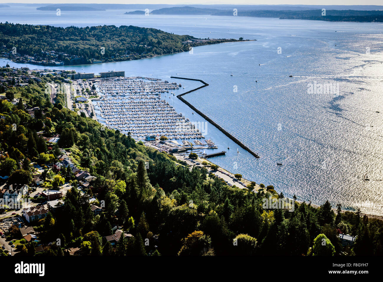 Aerial view of Seattle marina, Washington, United States Stock Photo ...