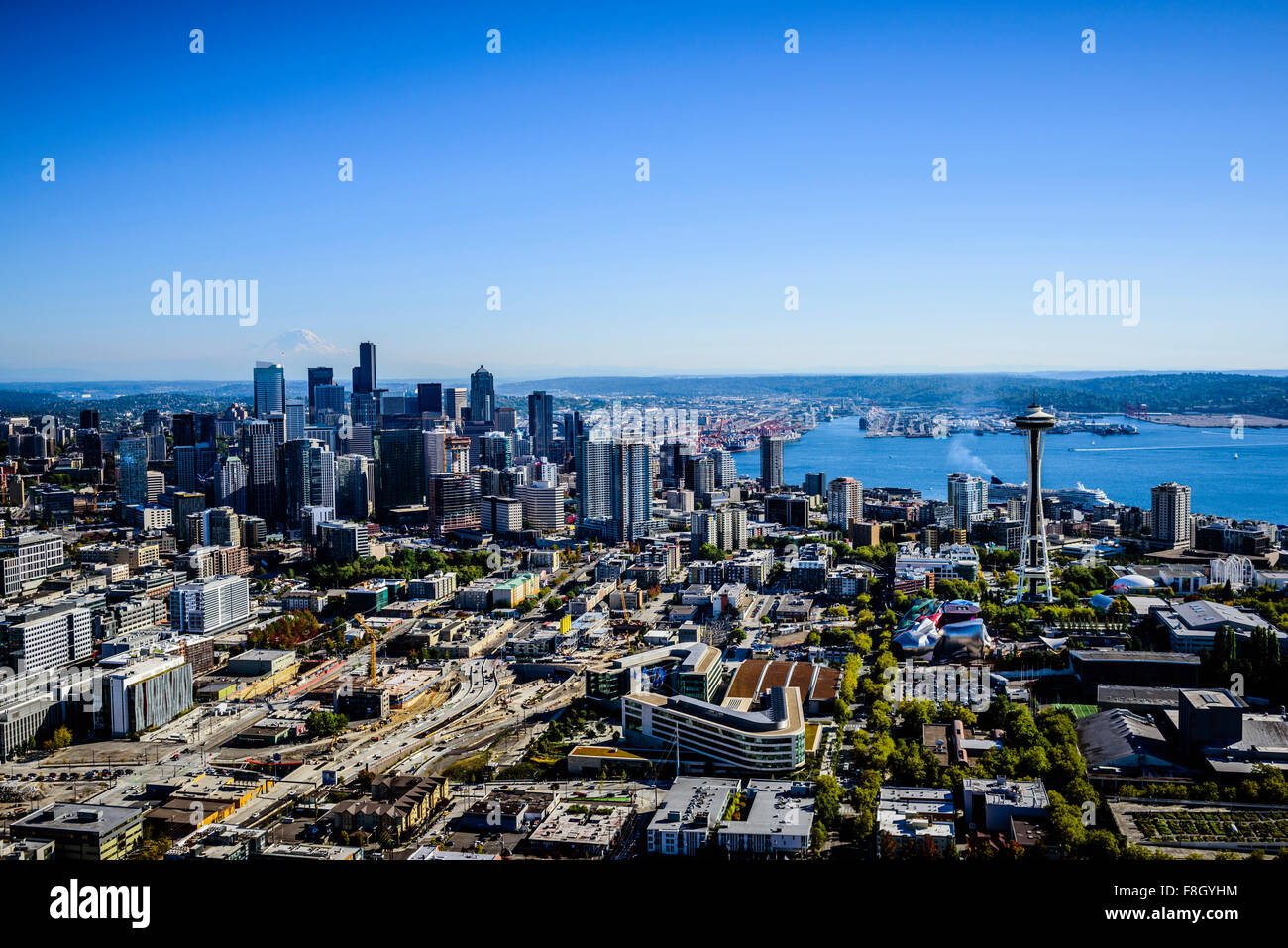 Aerial view of Seattle cityscape, Washington, United States Stock Photo ...