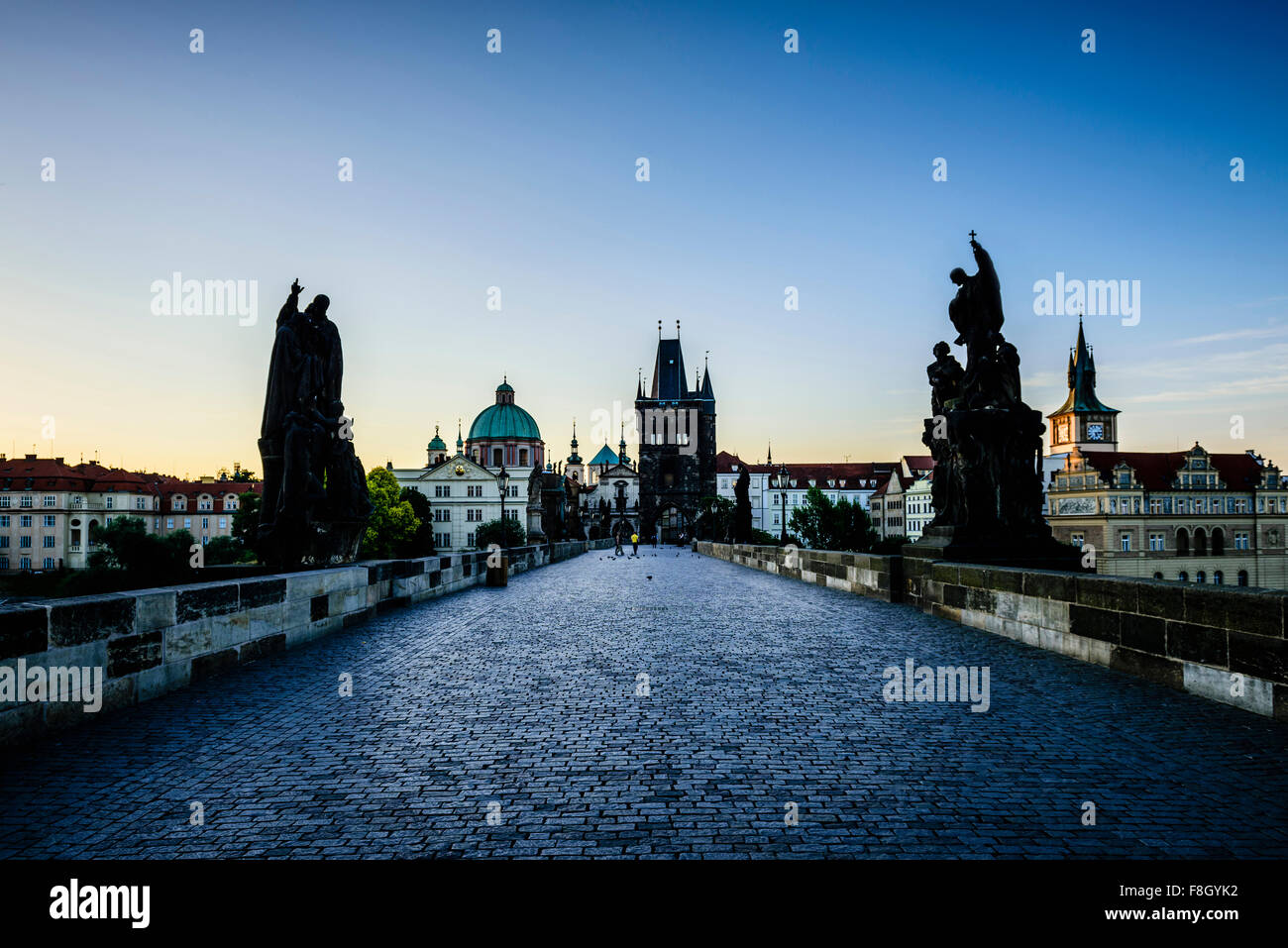 Blue sky over Prague street, Czech Republic Stock Photo - Alamy