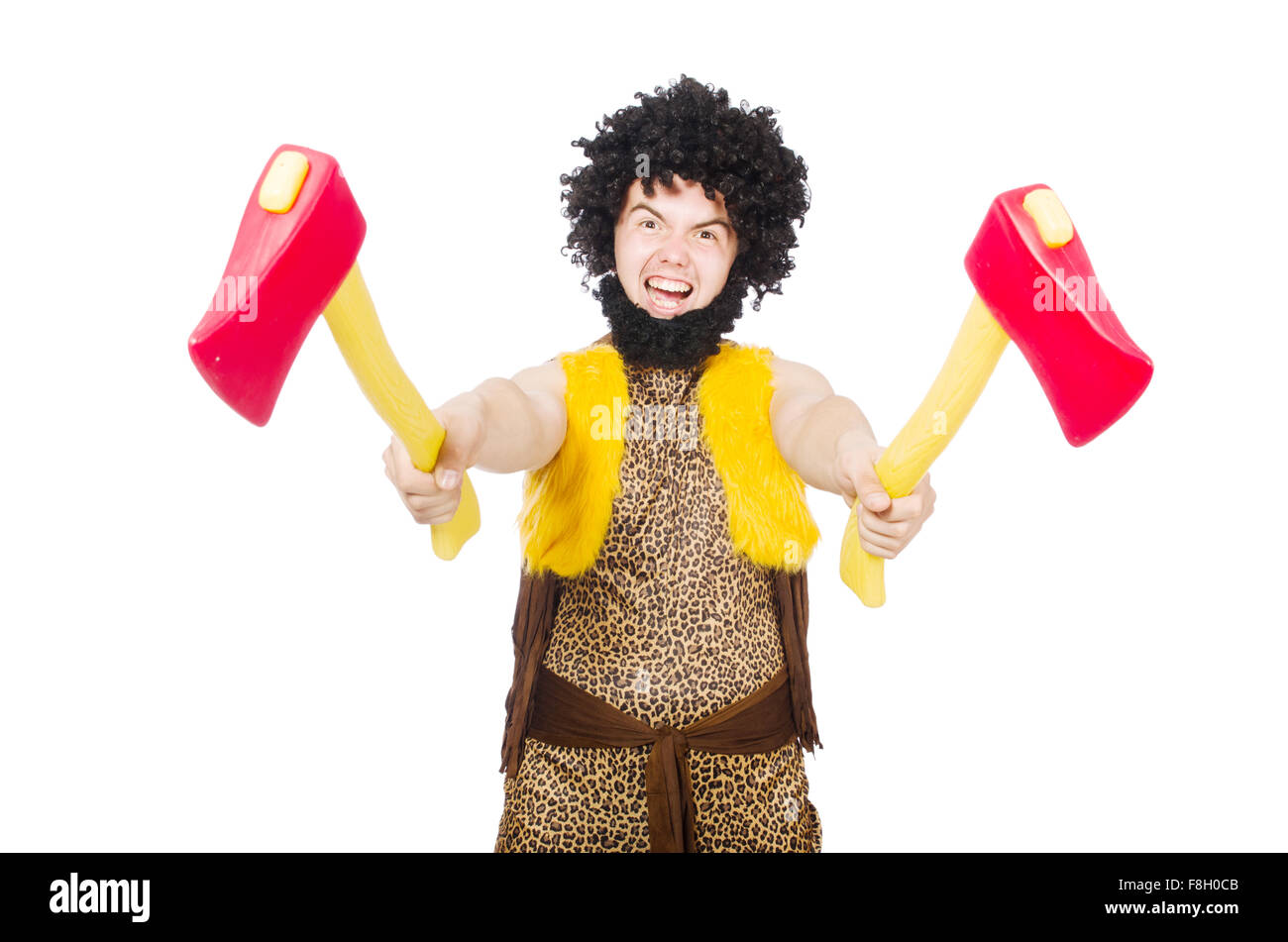 Savage man isolated on white Stock Photo - Alamy