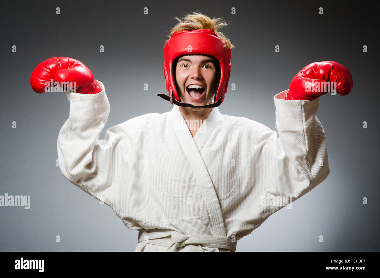 Funny boxer against dark background Stock Photo - Alamy