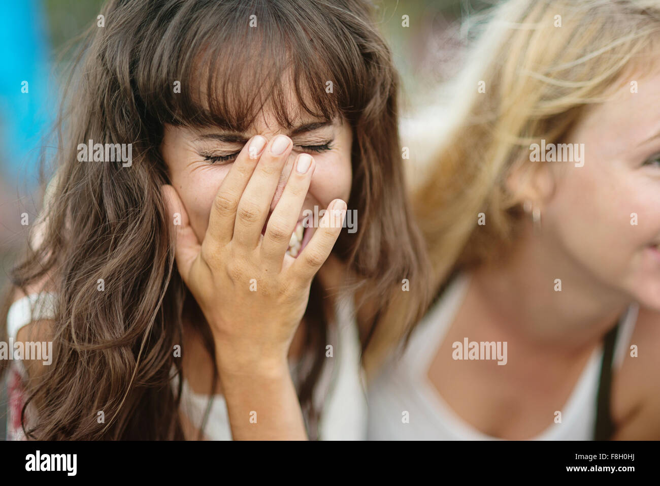 Close up of Caucasian woman laughing Stock Photo - Alamy