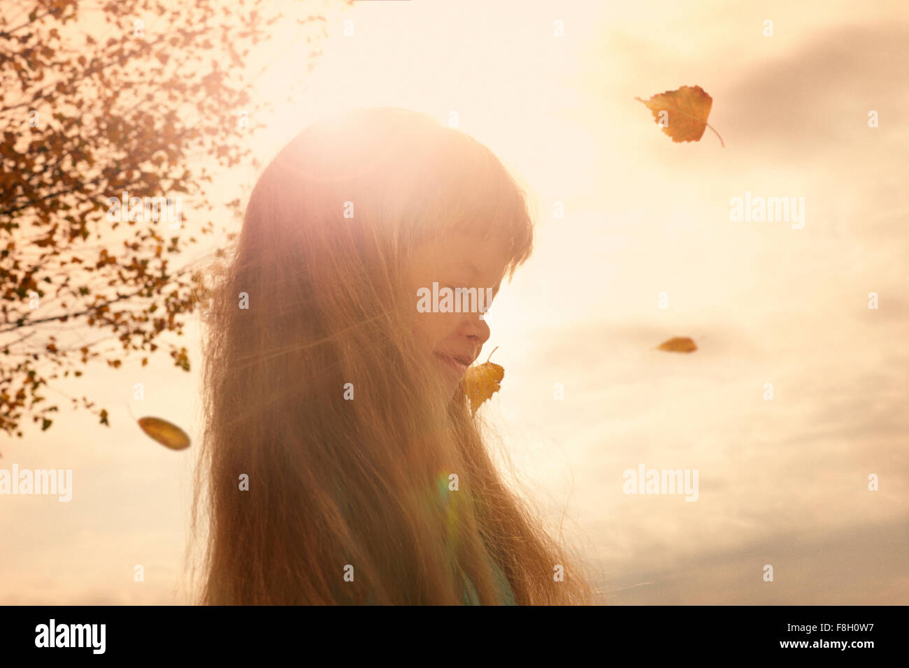 Asian And Caucasian Girls Fall High Resolution Stock Photography and ...