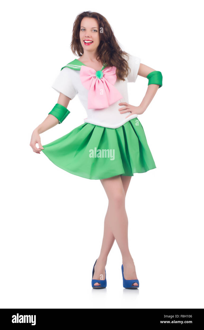 Female model in cosplay costume isolated on white Stock Photo - Alamy