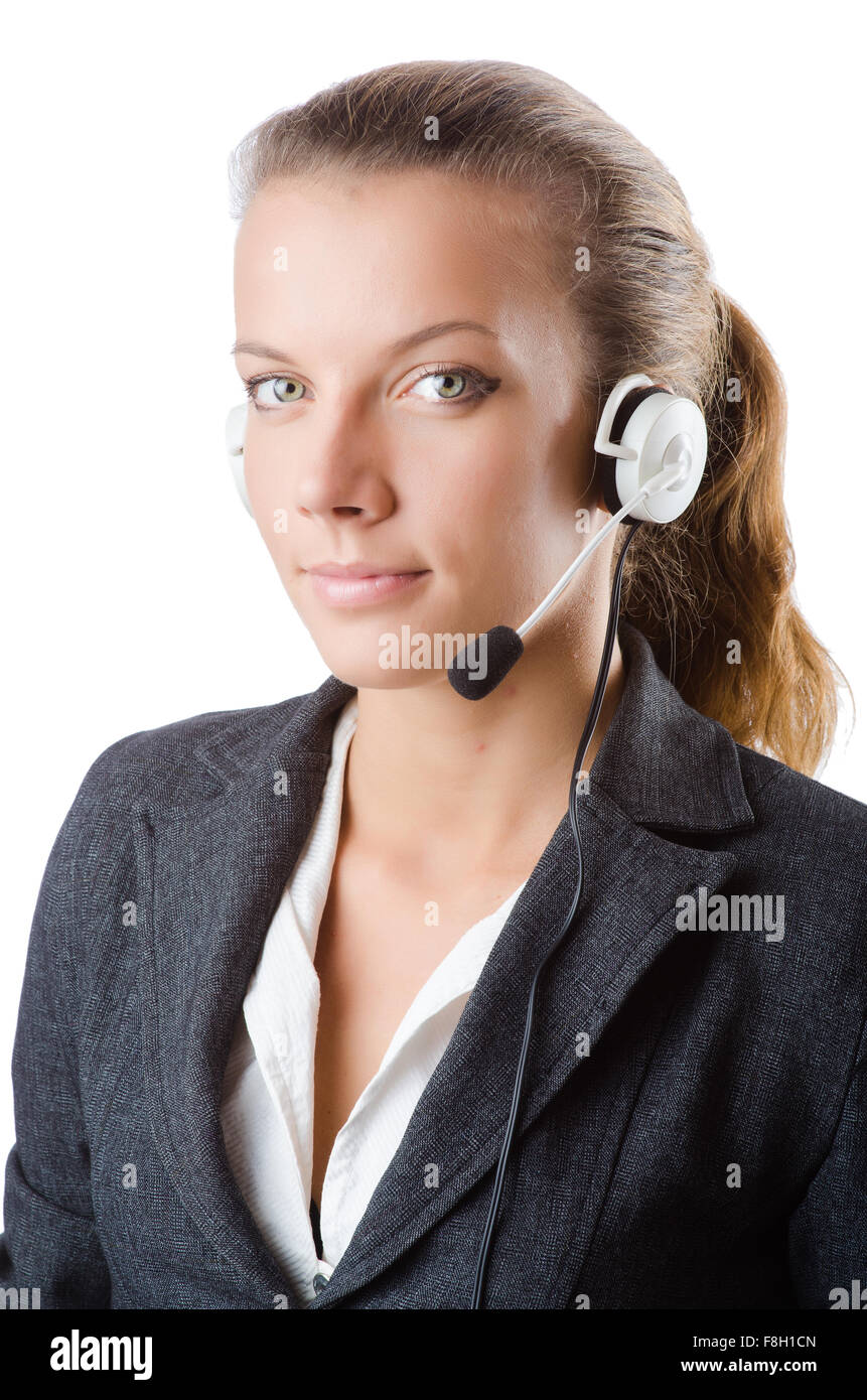 Pretty office manager isolated on white Stock Photo - Alamy