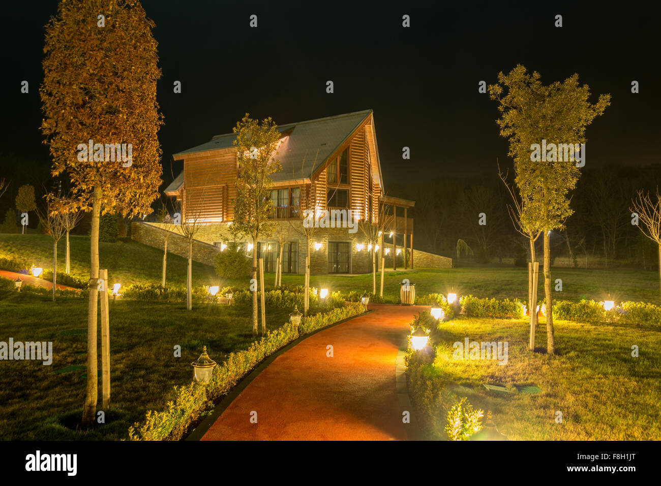 Nice modern house during evening hours Stock Photo - Alamy