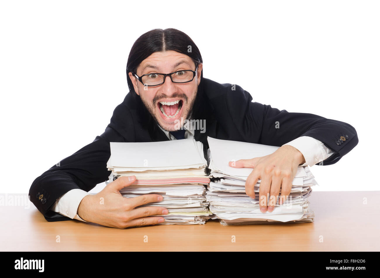 Businessman overwhelmed and stressed from paperwork Stock Photo - Alamy