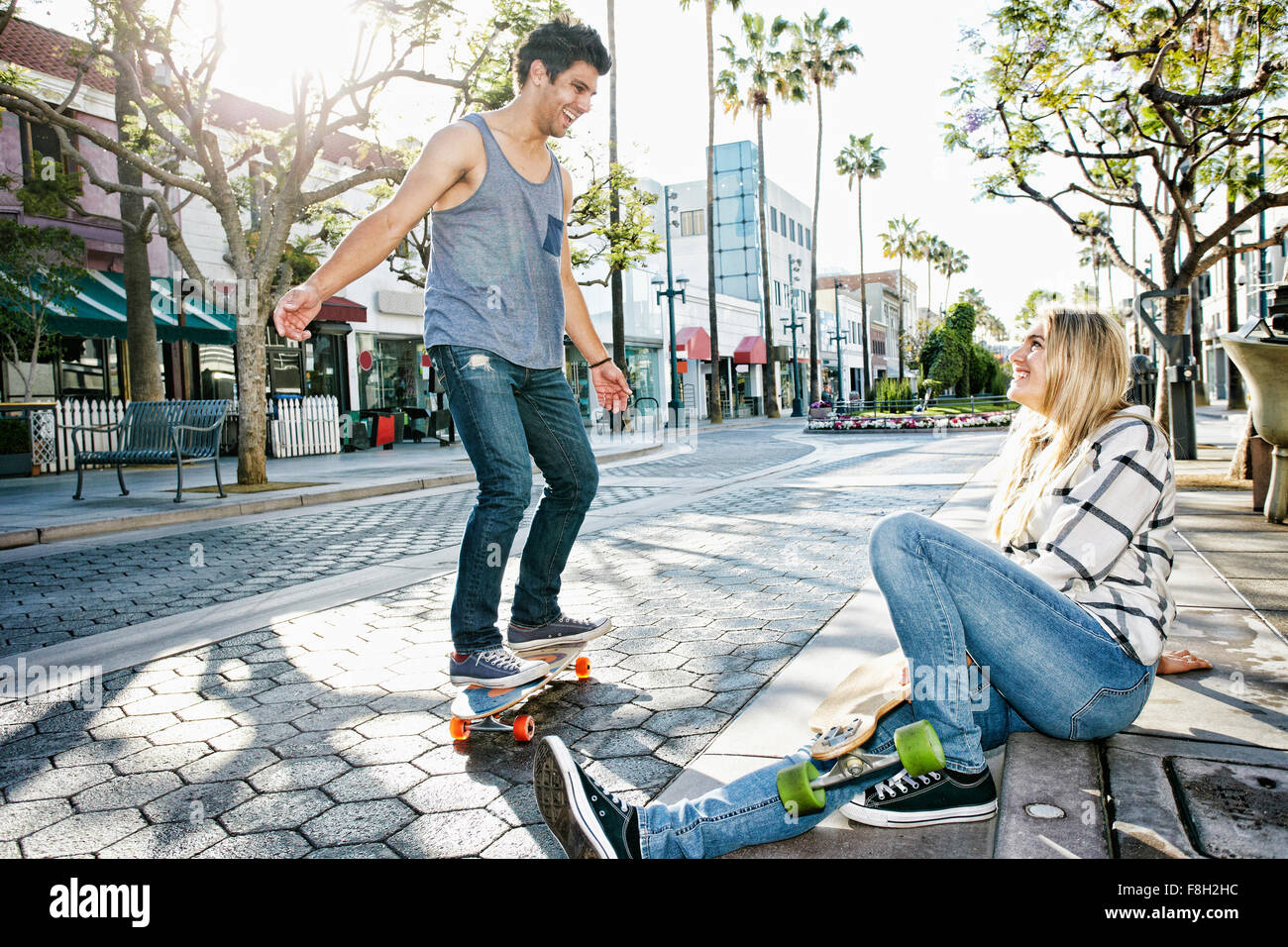Two men on skateboards hi-res stock photography and images - Alamy