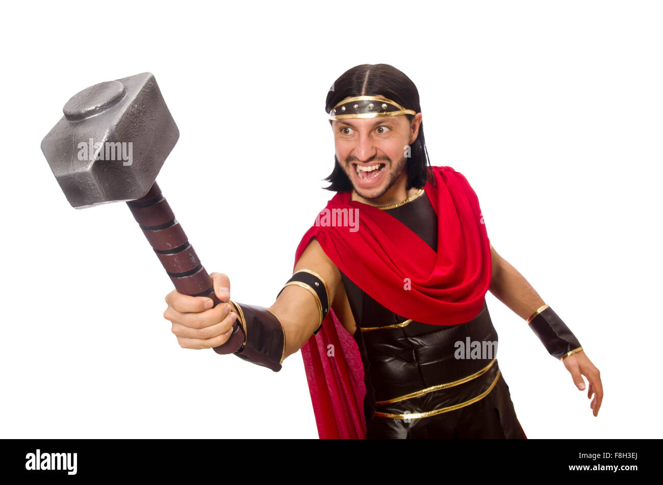 Gladiator with hammer isolated on white Stock Photo - Alamy