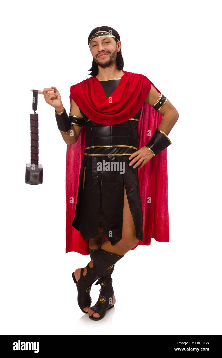 Gladiator with hammer isolated on white Stock Photo - Alamy