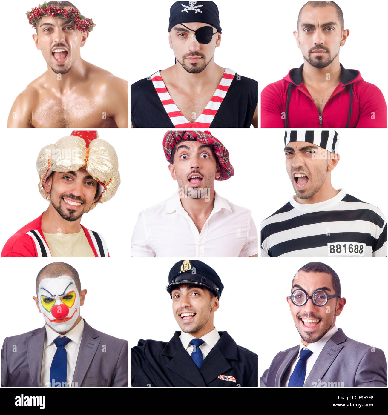 Collage of many faces from same model Stock Photo - Alamy